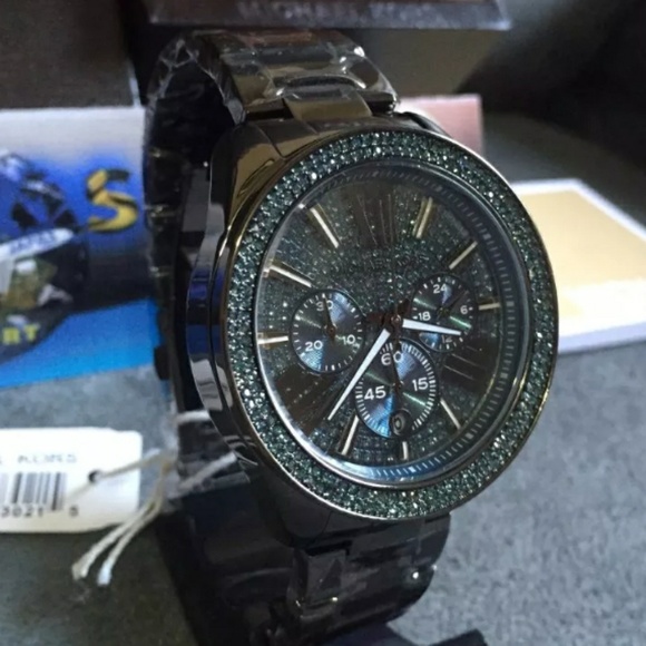Michael Kors | Accessories | New Michael Kors Crystal Gunmetal Chrono ...